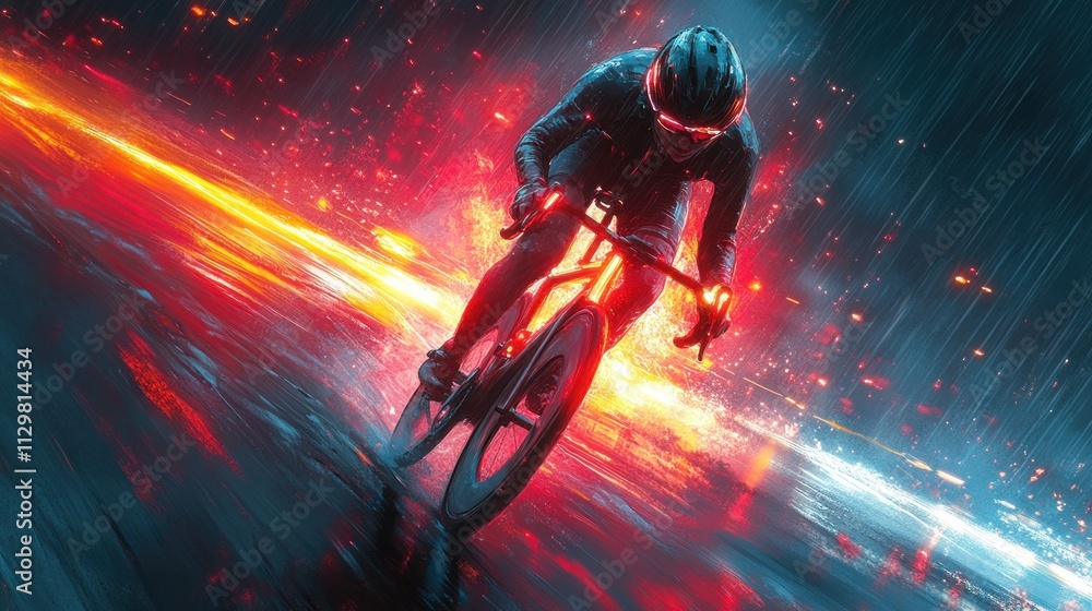 Dynamic Cycling Scene with Speed Blur of Cyclist in Arena Featuring ...