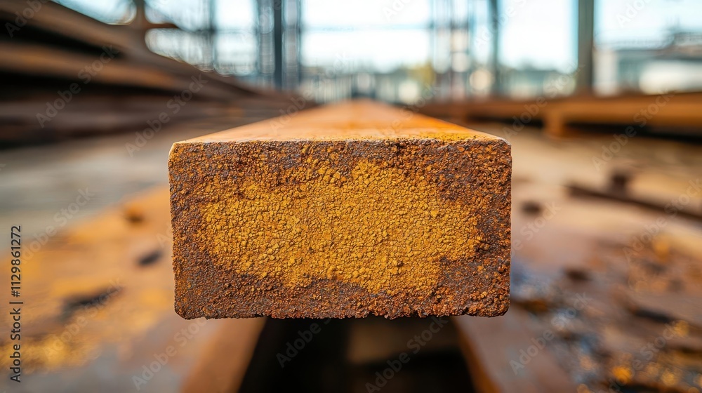Crosssection of a steel beam with visible stress points, structural ...
