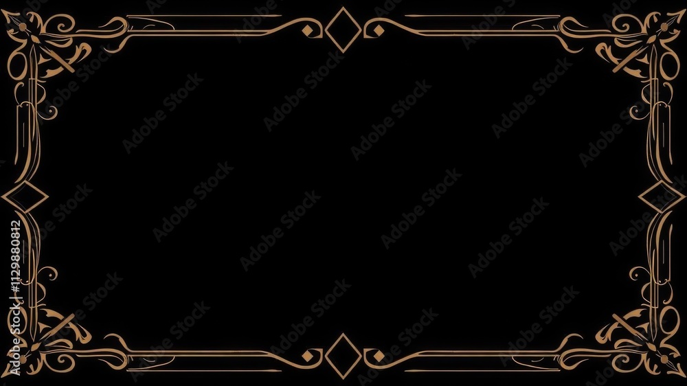 Fantasy game card background with intricate border design and black ...