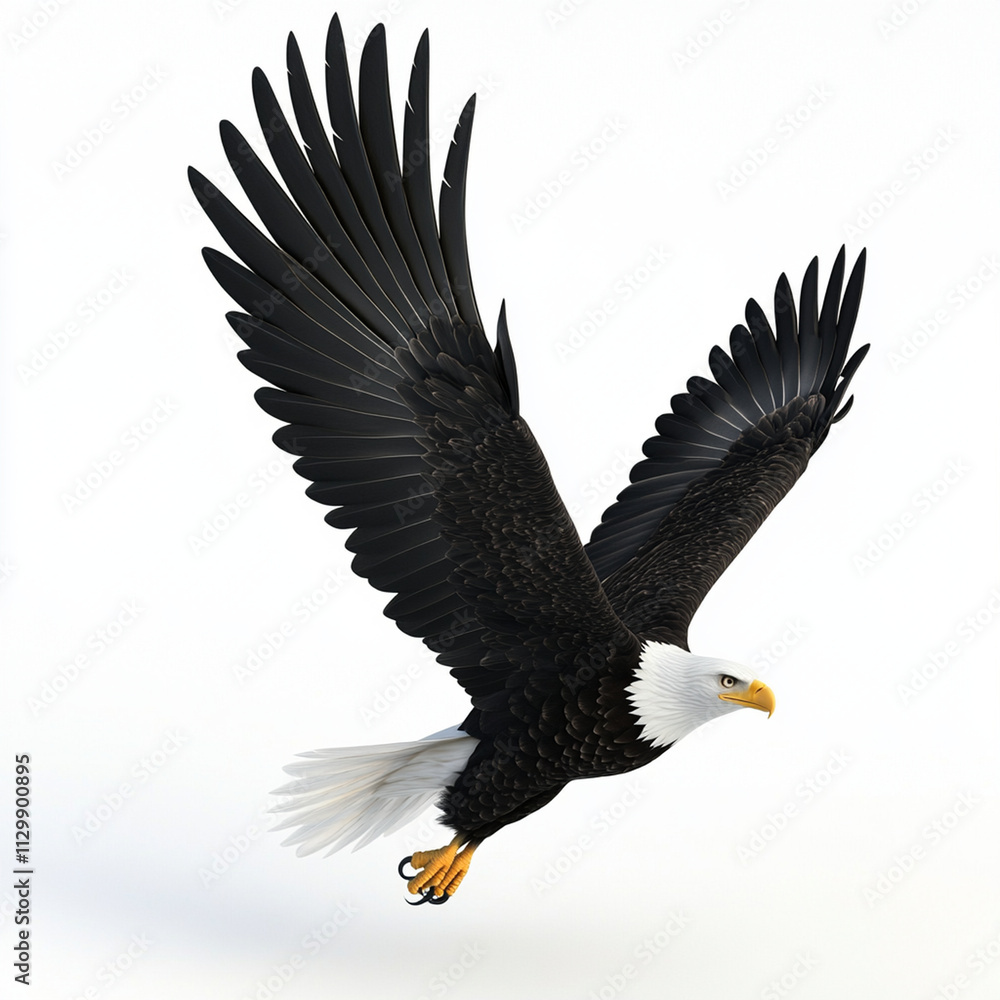 majestic bald eagle soaring gracefully with outstretched wings Stock ...