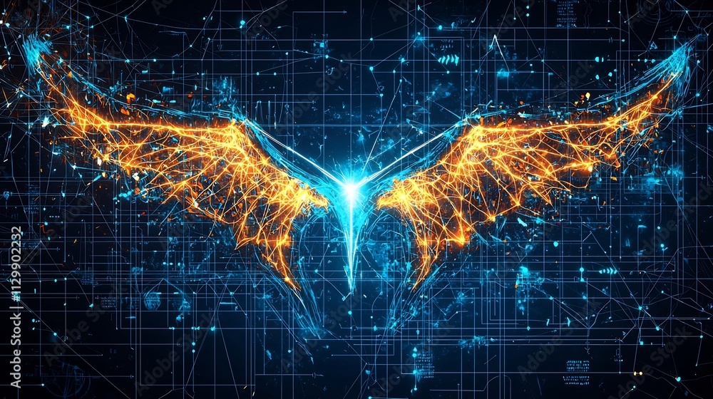 Celestial Bow Ignites Ethereal Wings in Surreal Digital Stock ...