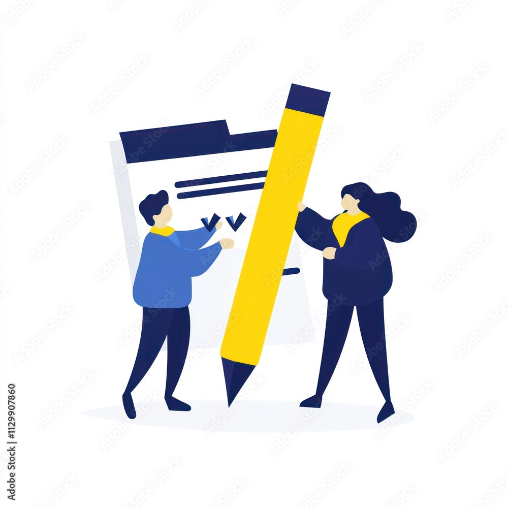 Collaborative Teamwork Illustration: Document Check and Verification ...