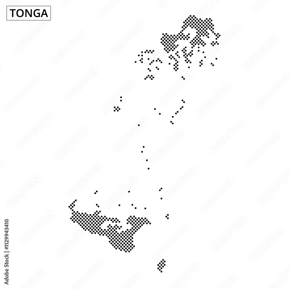 Map outline of Tonga composed of dot patterns showcases island ...