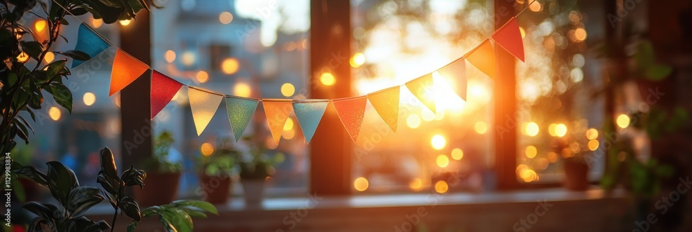 Pride Month Celebration in the Office with Rainbow Flags and Bunting in ...