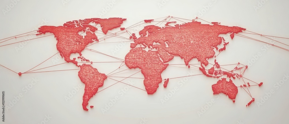 Global logistics map with interconnected trade routes, representing ...
