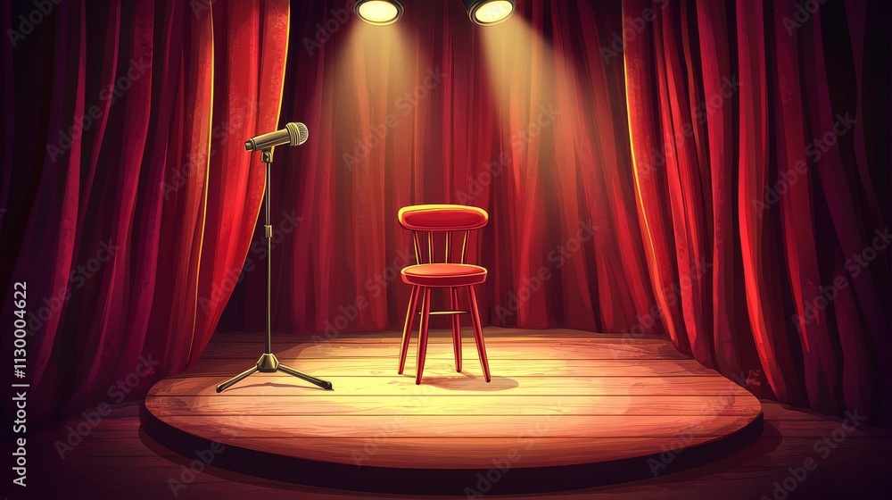 25.Concept 5: Cartoon theatre stage for comedy stand-up comic or singer ...