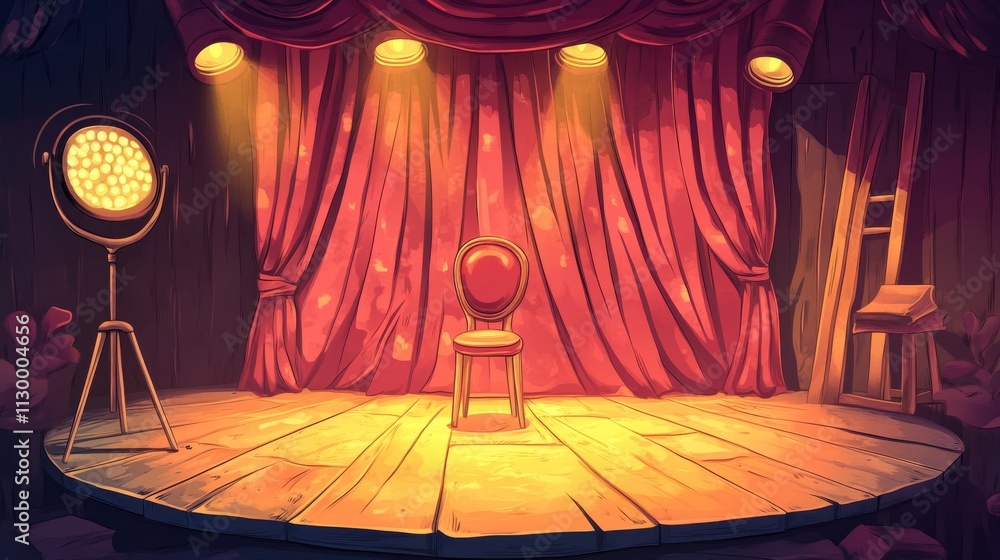 25.Concept 5: Cartoon theatre stage for comedy stand-up comic or singer ...