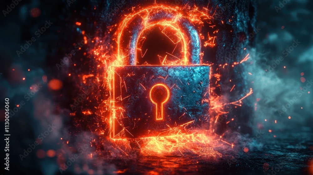 Broken Digital Lock Symbolizing Email Security Breach and Cyber Threat ...