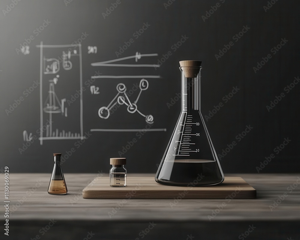 Blueprint of a chemical separation funnel setup, minimalist chemistry ...