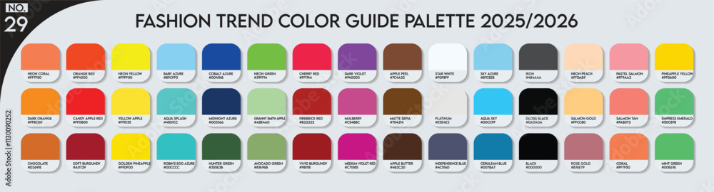 Fashion Trend Color guide palette 2025-26 no.29. An example of a color ...