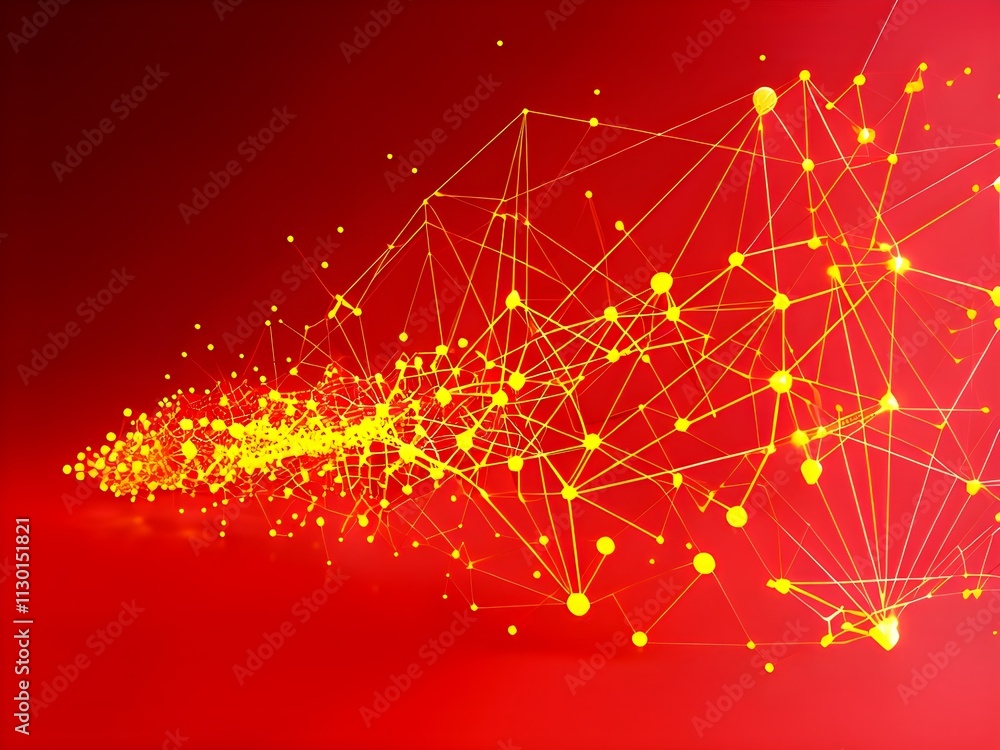 ball breaking into pixels and data points, morphing into a network of ...