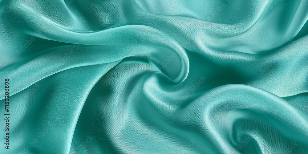 Silk fabric texture in a sea green pattern offers a transparent ...