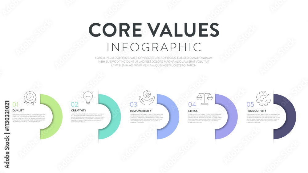Vector de Stock Core Values strategy model infographics diagram chart ...