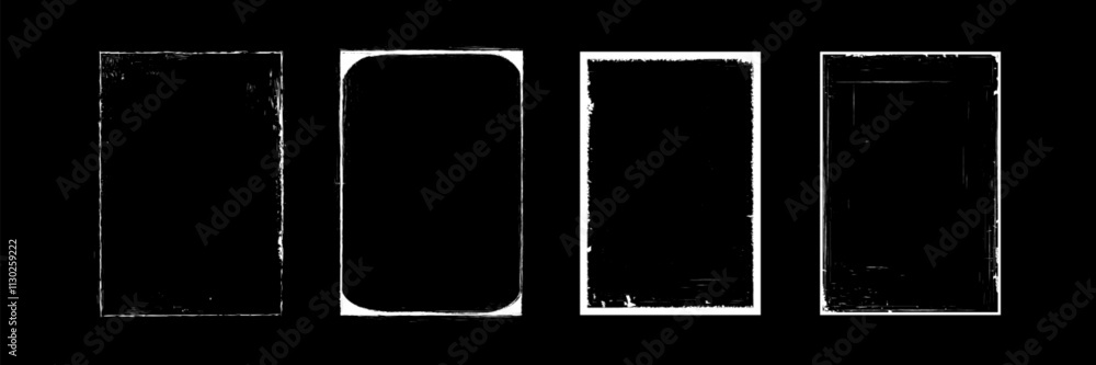 Photo edges stroke collection - black monochrome rectangular frames ...