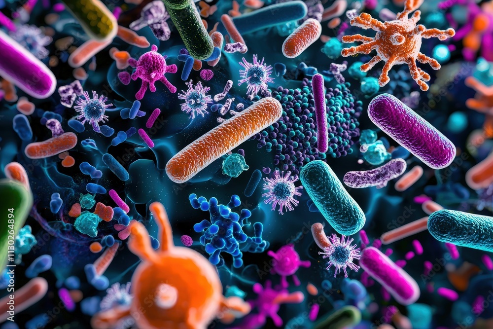 Microbes, bacteria, fungi, yeast, animal and ferment cells Stock ...