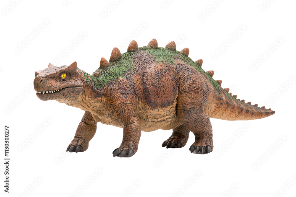 A detailed dinosaur figure with prominent spines along its back and a ...