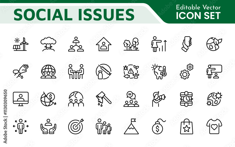 Social Issues Icon Set. Thought-provoking and impactful icons designed ...