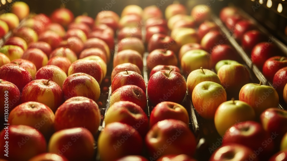 Apple packaging process visualized with apples moving through stages of ...