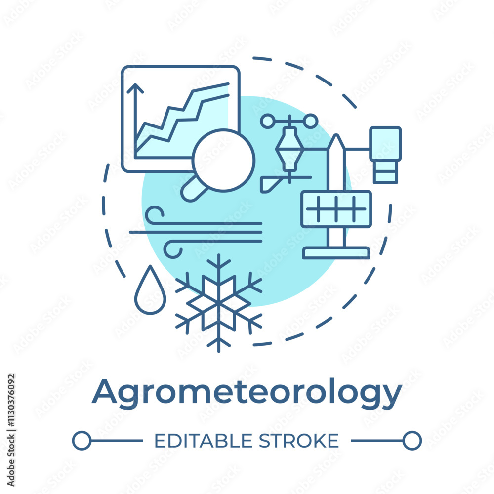 Agrometeorology soft blue concept icon. Impact of weather and climate ...