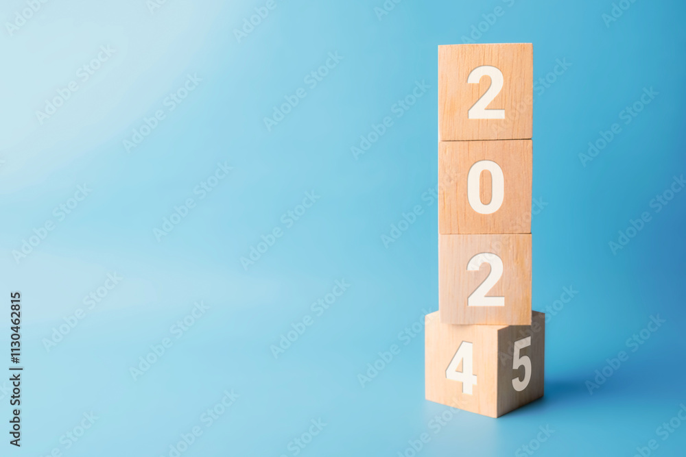 2024 change to 2025 wooden cube blocks on blue background. Resolution ...