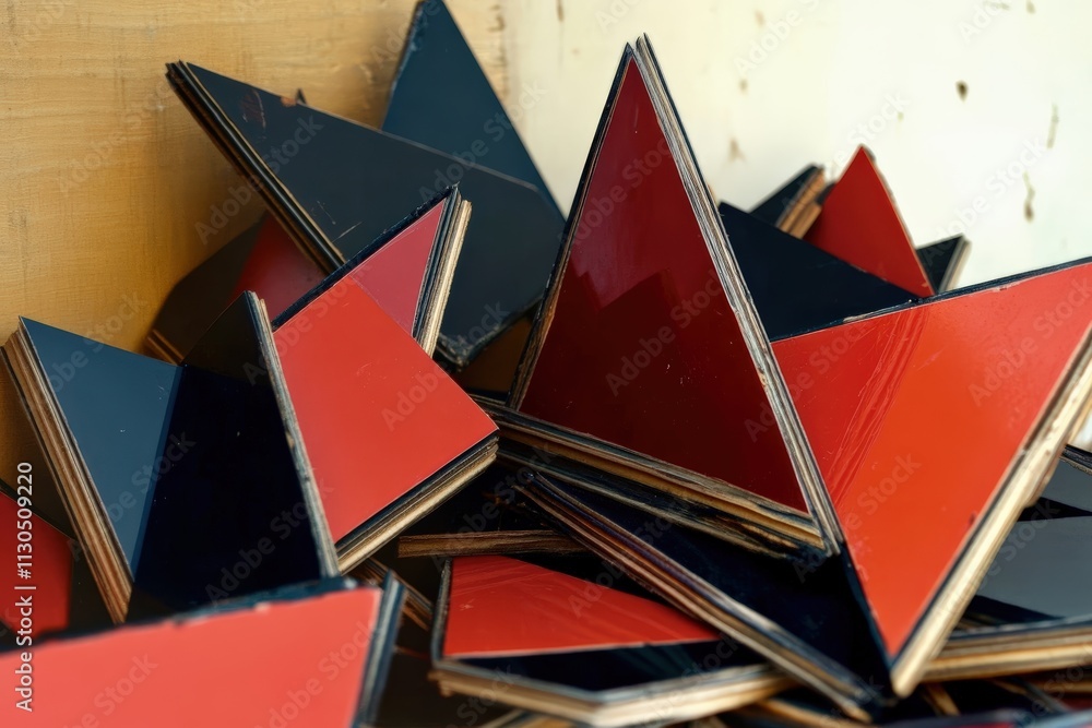 Sharp, overlapping black and red triangles with jagged edges ...