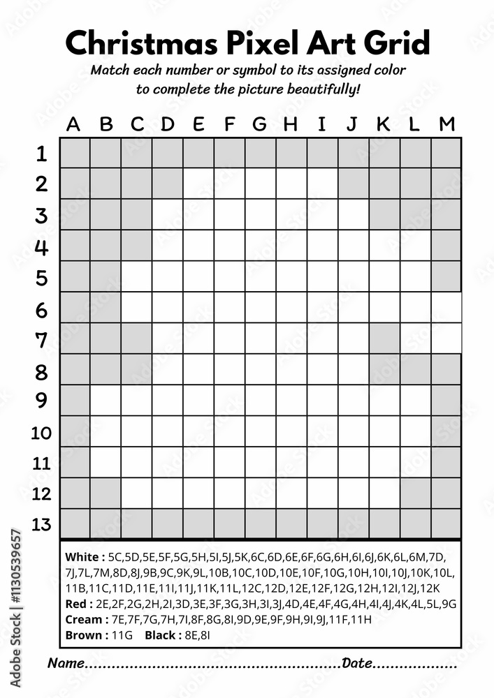 Christmas-themed pixel art grid coloring activities. Perfect for kids ...