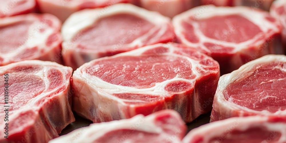 Meat factory operations featuring organized handling of pork chops ...