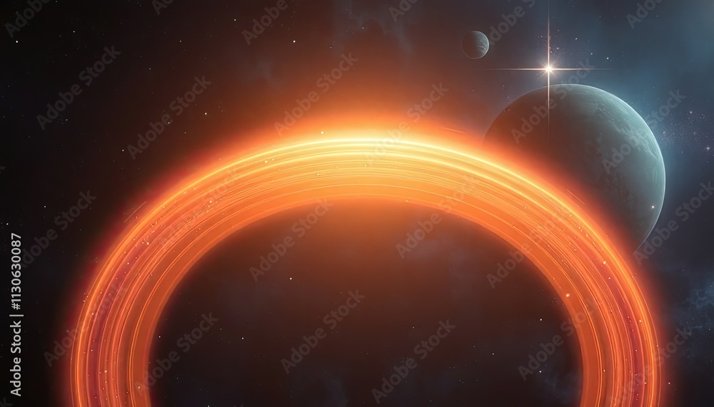 Stock-Illustration „Cosmic planetary rings glowing softly with subtle ...