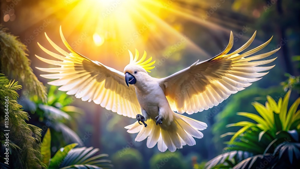 Majestic Cockatoo in Flight: Aerial Photography of a Sulphur-Crested ...
