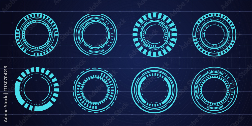 Hud aim pointer optical target, Futuristic focus range indicators ...