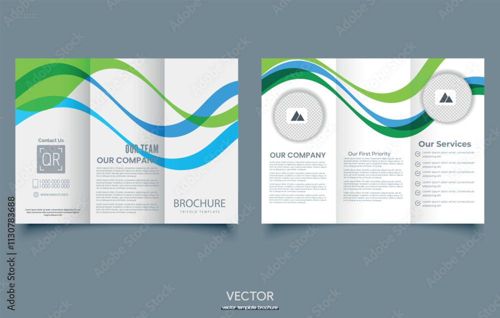 Professional clean corporate trifold brochure template, three fold ...