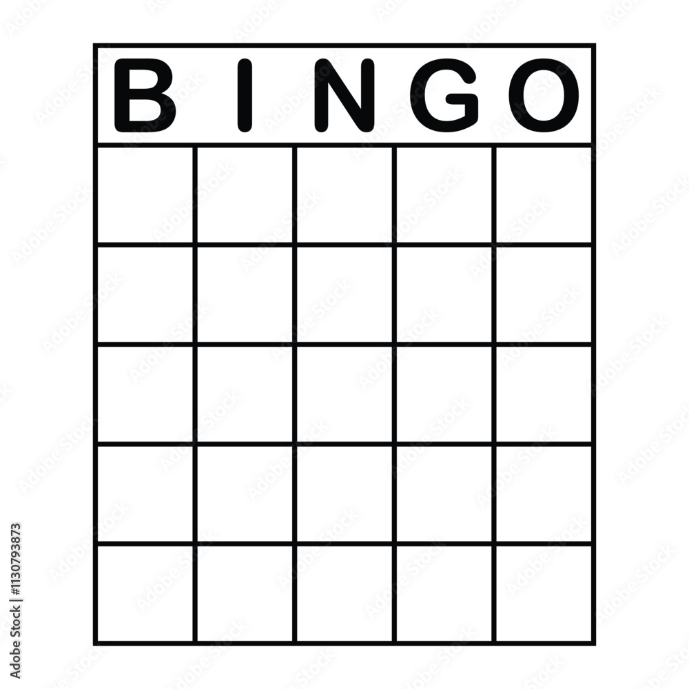 Blank bingo board vector icon. Lottery ticket, lotto game template ...