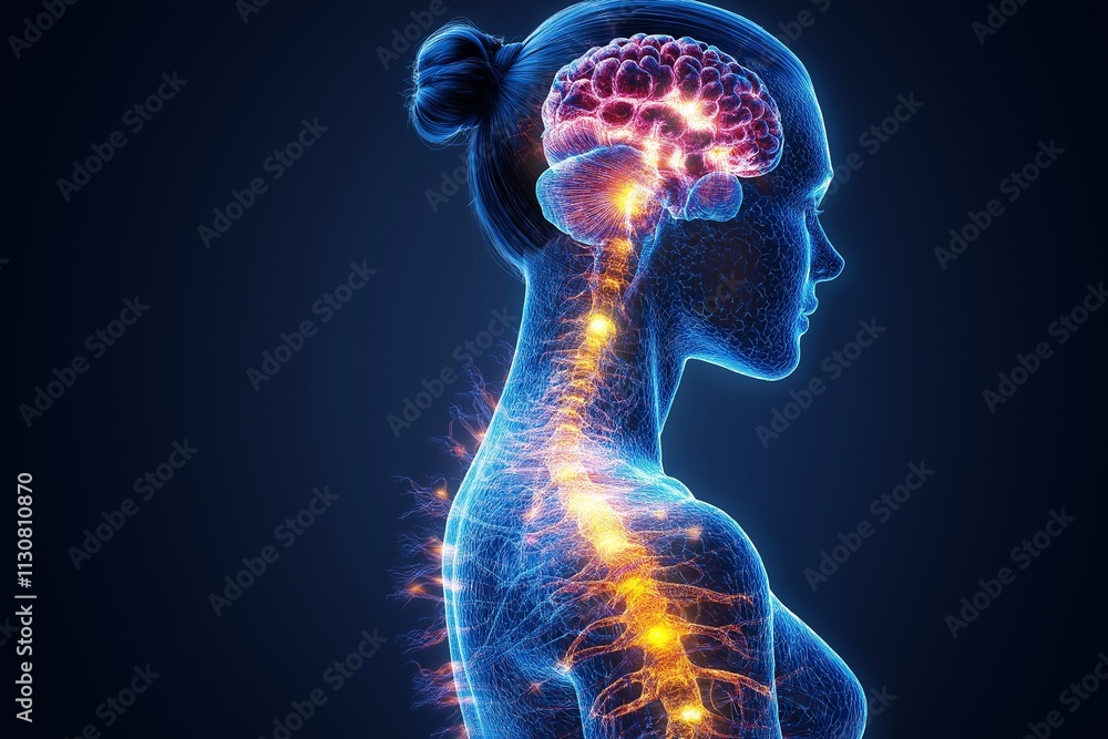 Nervous System Anatomy: Detailed 3D rendering of the female nervous ...