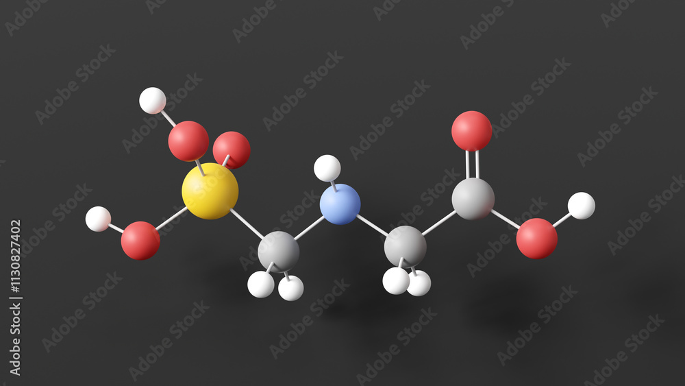 glyphosate molecule 3d, molecular structure, ball and stick model ...