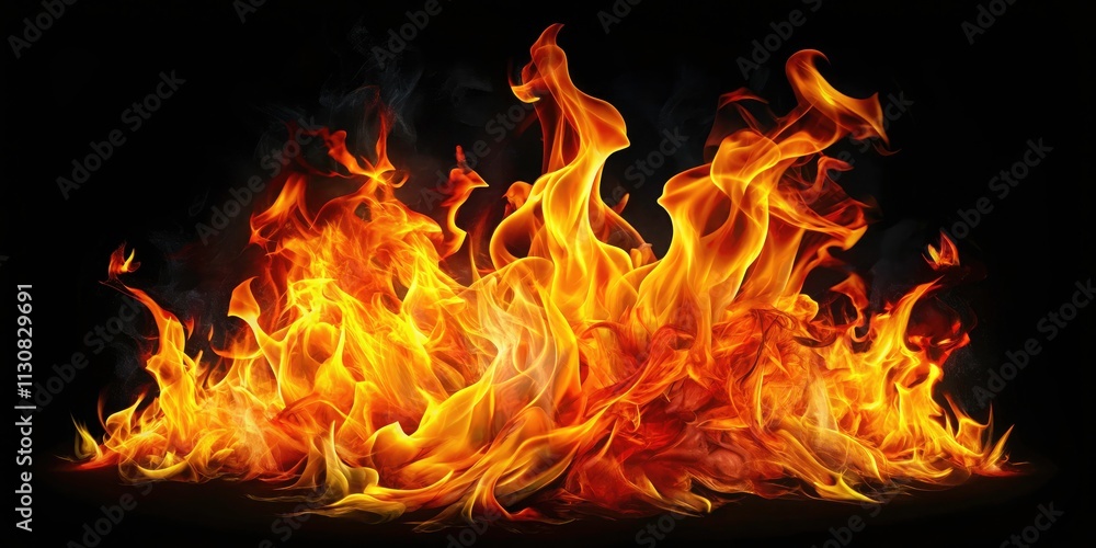 Vivid Intense Fire Flames on Transparent Background for Creative ...