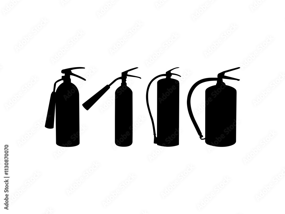 Fire extinguisher silhouette. Set of fire extinguisher silhouettes ...