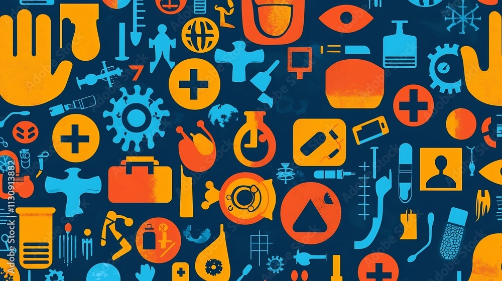 Ilustración de Stock Bold Health Awareness Poster with Warning Icons ...