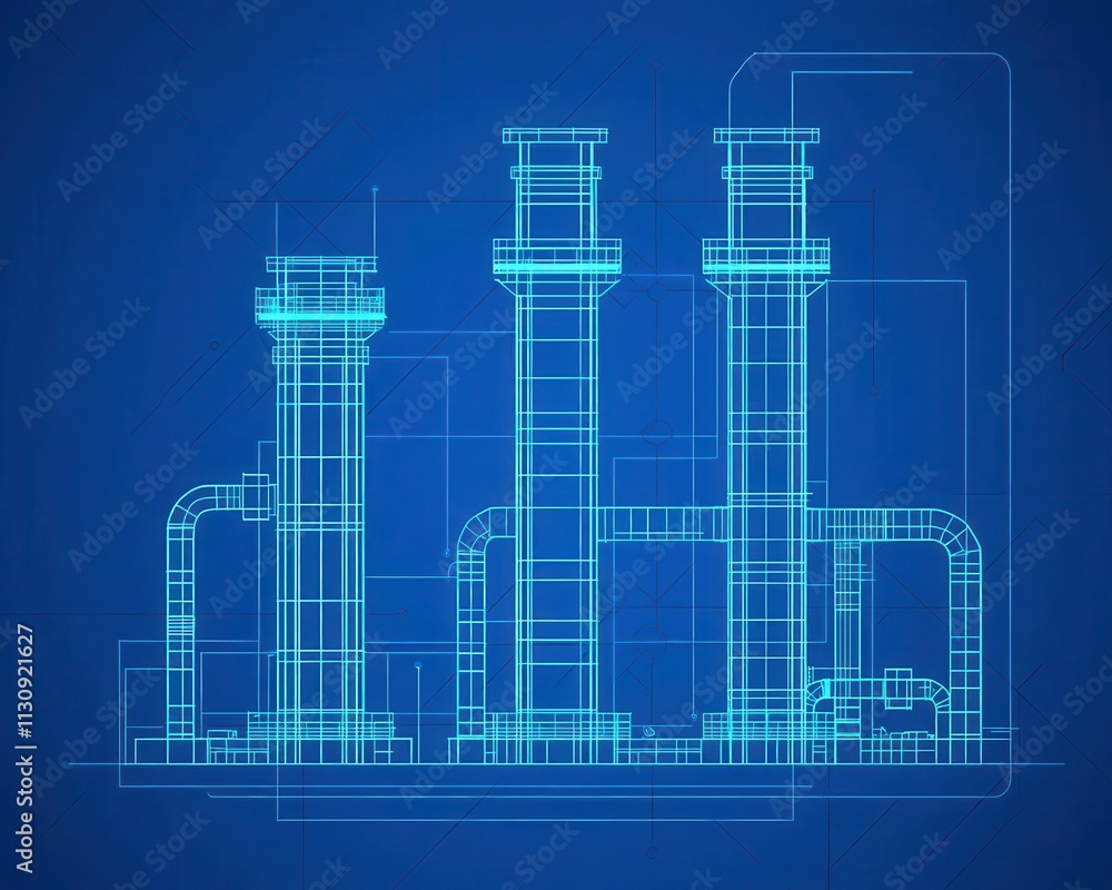 Simplified schematic of a carbon capture system, blueprint design ...
