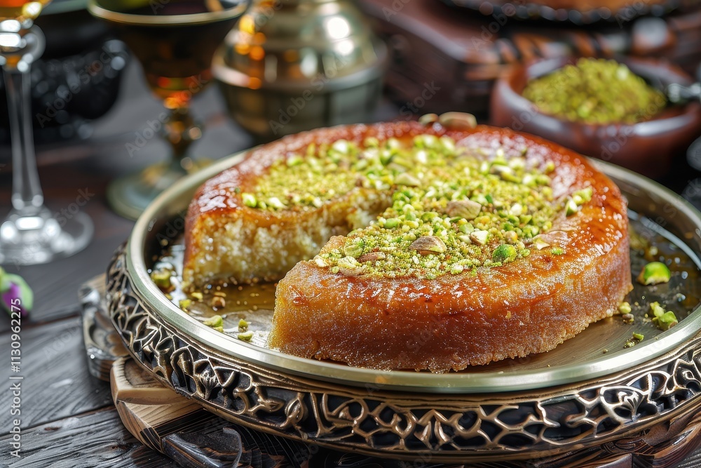 Middle Eastern desserts kunefe kunafa and kadayif with pistachio and ...