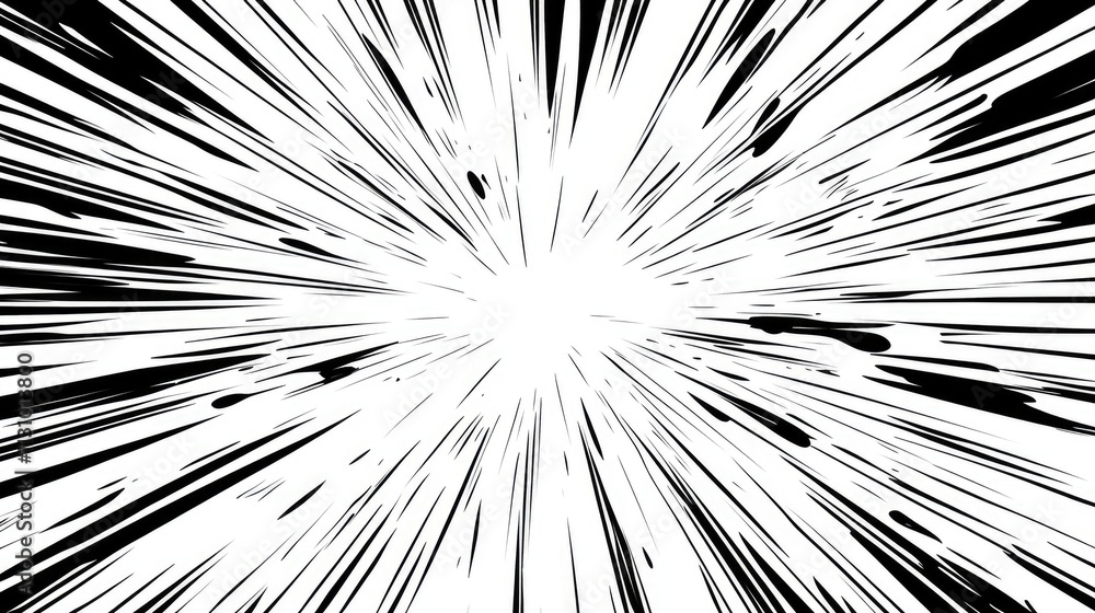 Radial lines comics books. Flash ray blast glow boom speed burst action ...