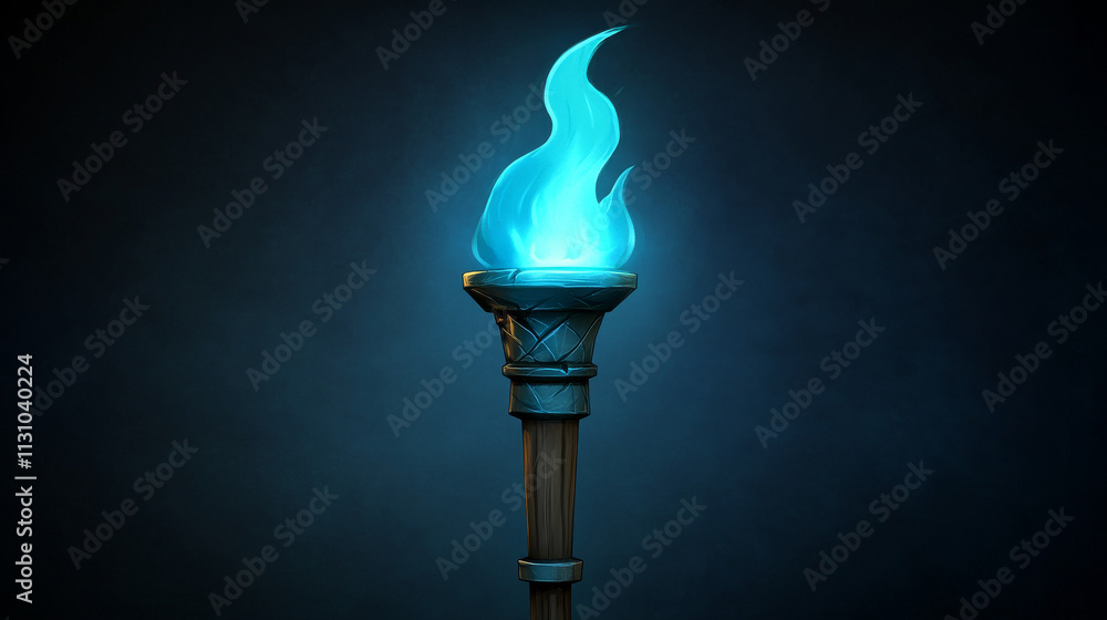 Burning fire on old torch for video game. Vector cartoon animation ...