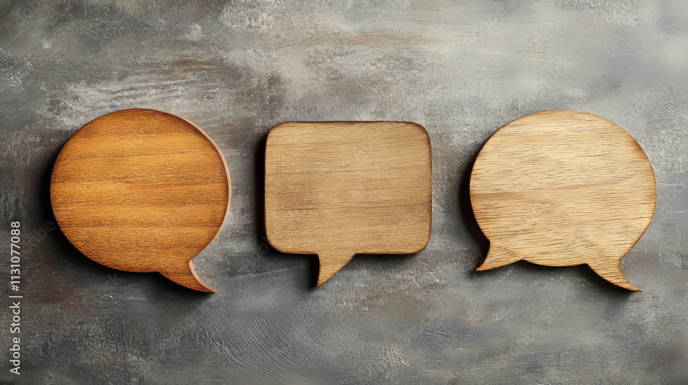 Cartoon set of wooden speech bubbles isolated on background. Vector ...