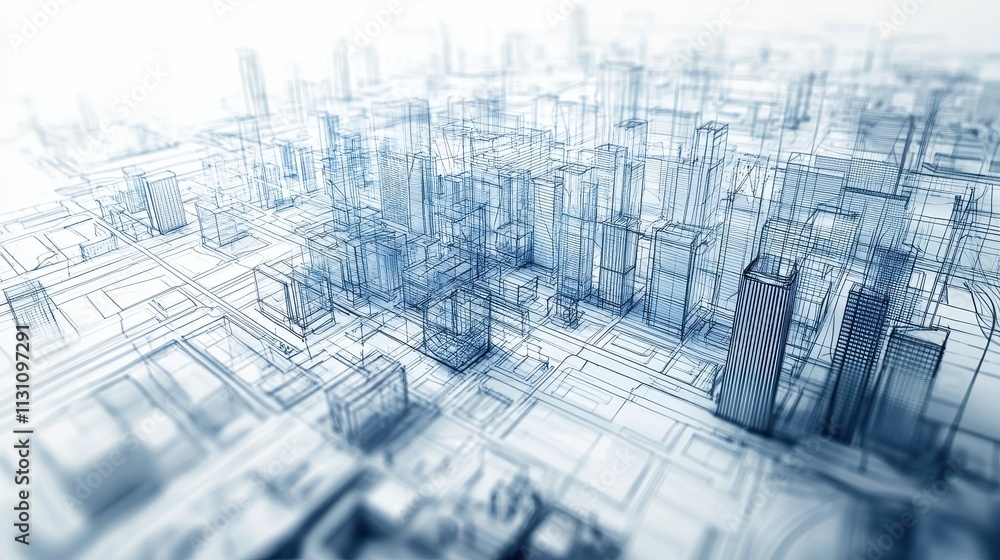 Ilustración de Stock Detailed Master Plan Blueprint of a City with ...