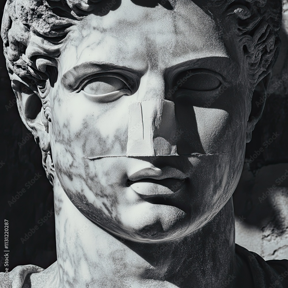 Damaged Statue Face Stock Illustration | Adobe Stock