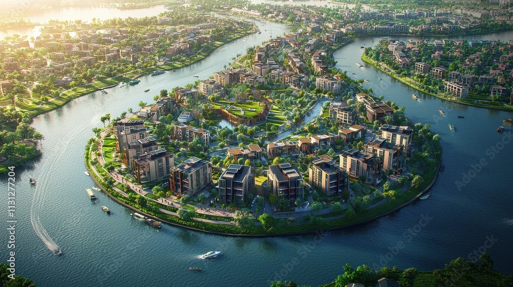 Aerial View of a Vibrant Mixed-Use Development Featuring Residential ...