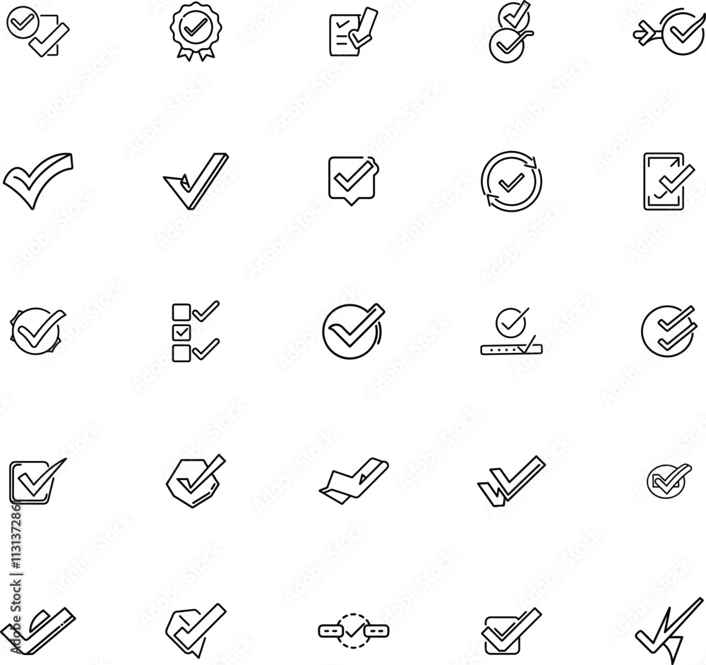 Checkmarks, Validation, Approval, Icons, Verification, Quality, Process, Success, Completion ...
