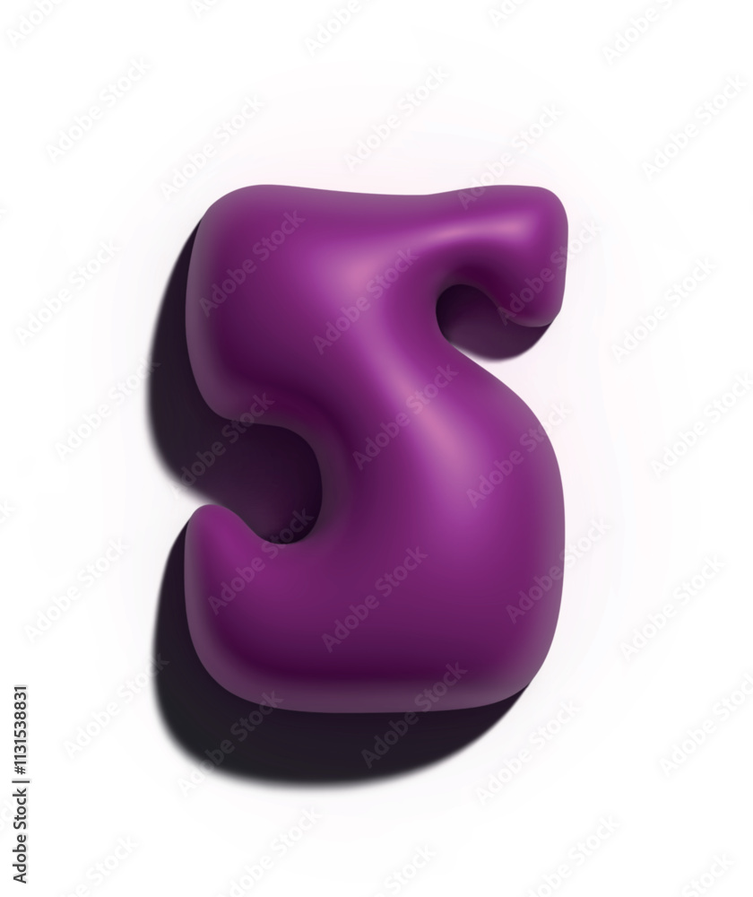 Números 5, 3D estilo globo color rosa oscuro liso: figuras volumétricas ...