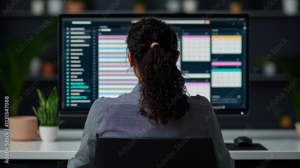 Business Schedule Calendar monitor concept. Remote Worker Reviewing ...
