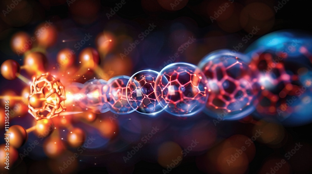 Detailed view of electron transition diagram illustrating photon ...