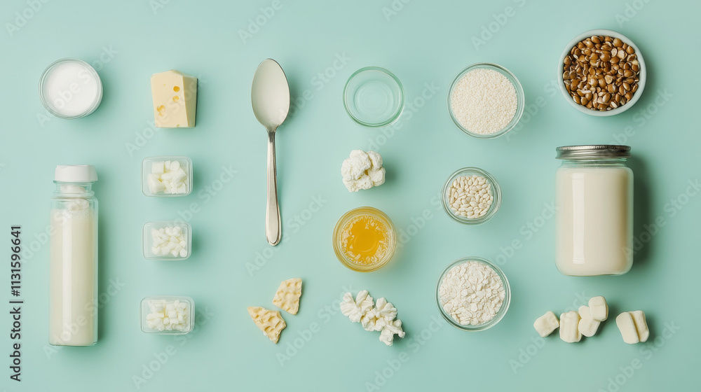 "Calcium Power: A Set of Foods Rich in Calcium for Strong Bones" Stock ...